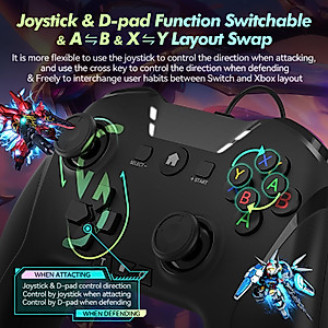 PC Controller, Wired Controller Compatible with Steam/Android/Switch/Tesla, Switch Pro Gaming Controller Gamepad Joystick with Dual-Vibration, Turbo,Macros and Screenshoot, No Battery Required(Wired Controller)