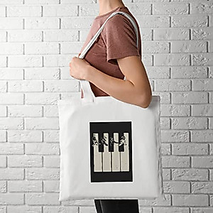 AESTHETIC WALK BY PIANO DESIGN, Reusable Tote Bag, Lightweight Grocery Shopping Cloth Bag, 13” x 14” with 20” Handles
