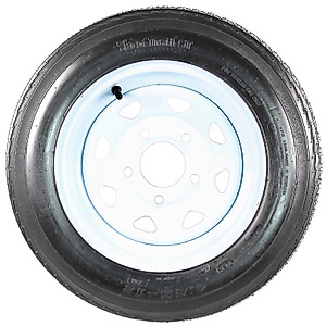 eCustomrim Trailer Tire On Rim 4.80-12 480-12 4.80 X 12 12 in. Load Range B 5 Lug Wheel White Spoke - 2 Year Warranty w/Free Roadside