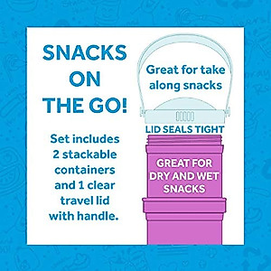 Re Play 2pk Snack Stack Food Storage Containers for Baby, Toddlers, and Children, Made from Virtually Indestructible Recycled HDPE, Includes Travel Lid, Dishwasher & Microwave Safe, Purple