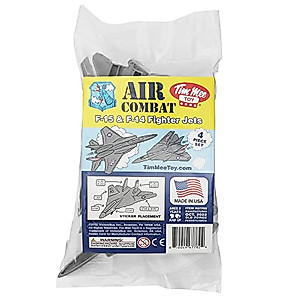 TimMee Plastic Army Men Combat Fighter Jets - 4pc Gray Airplanes Made in USA