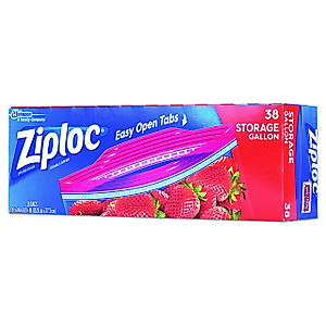 Ziploc 665016 Double Zip/ Storage Bags, 10-9/16 x 10-3/4, 1 Gal, Clear, 38/Box (Case of 9 Boxes)