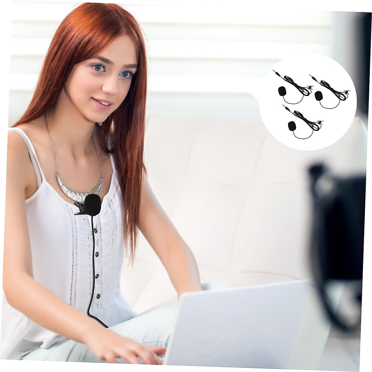 ibasenice 3pcs Lavalier Microphone Mic for Laptop Revers Lavalier Microfoons Lavalier Lapel Microphone Noise Reduction Headset Headphones Mic Recording Microphone Computer PVC Tie Clips