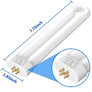 GOOTOP Replacement Bulb for Zap T6 Pro, T8, T9,X3 Bug Zapper, 15W, 4-Pin Base, U-Tube Bulb Twin Tube Bulb