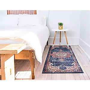 Unique Loom Utopia Collection Traditional Classic Vintage Inspired Area Rug with Warm Hues, 8 ft x 10 ft, Navy Blue/Burgundy