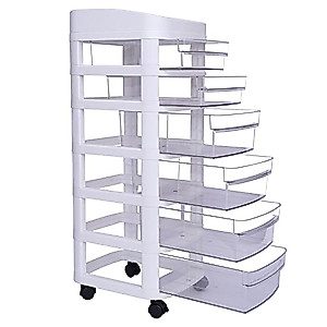 Plastic Wide Storage Drawer Cart Cosmetic Storage Tower Craft Storage Containers Bins with 6 Clear Drawers
