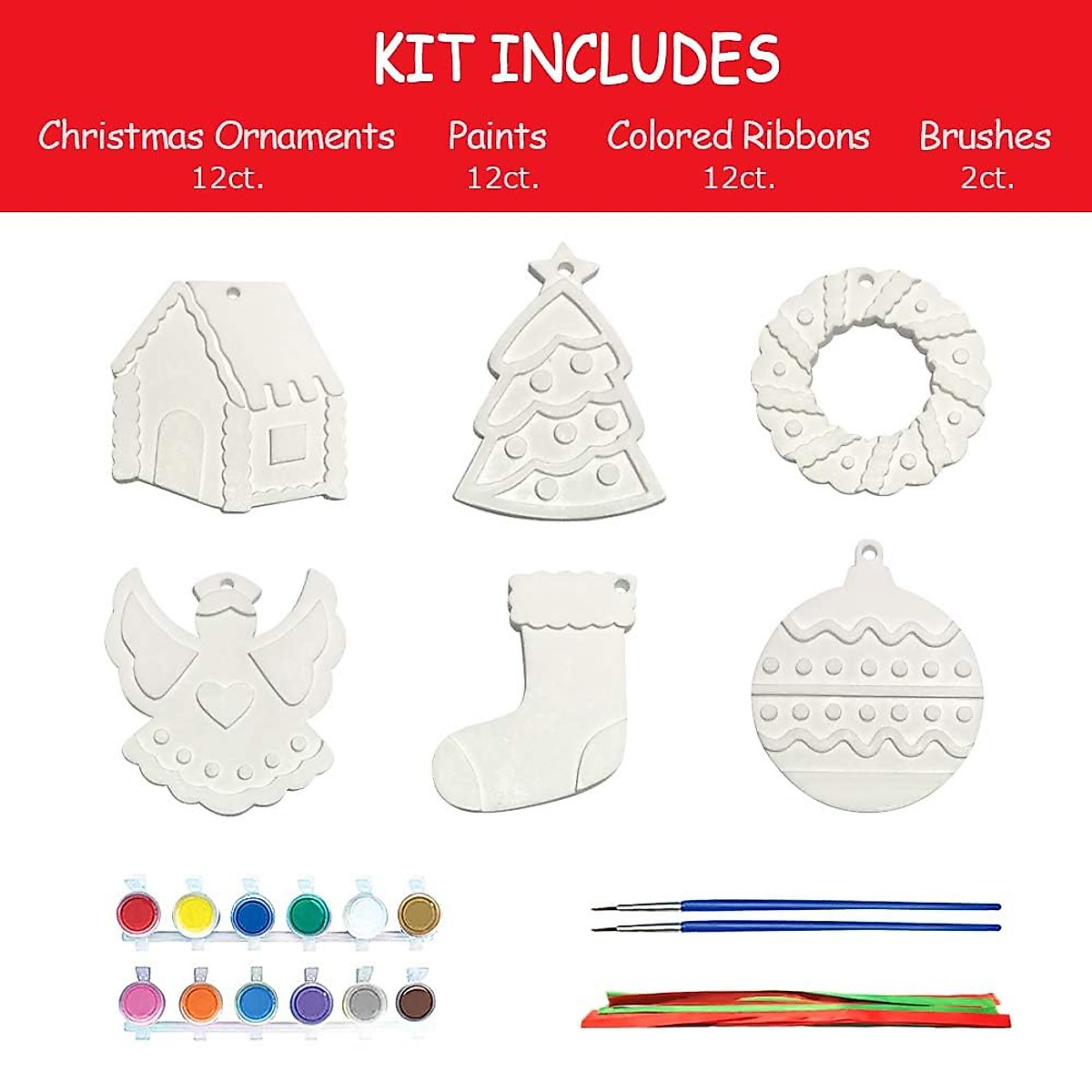 Christmas Crafts for Kids - DIY Christmas Tree Decorations Resin Ornaments Kits (Includes Paints Brushes) - Stocking Stuffers DIY Xmas Ornaments for KidsToddlers Girls Boys Ages 3-5 4-8 8-12