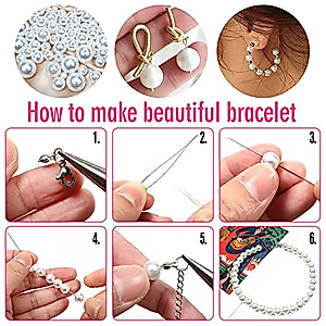 TOAOB 1400pcs White Pearl Beads for Jewelry Making 3mm to 14mm Plastic Pearl Beads Loose Round Faux Pearl Beads with Holes for DIY Crafts Earring Necklace Vase Filler and Home Decoration