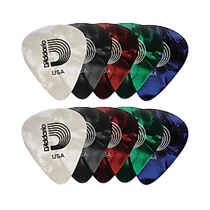 D'Addario Celluloid Guitar Picks - Guitar Accessories - Guitar Picks for Acoustic Guitar, Electric Guitar, Bass Guitar - Natural Feel, Warm Tone - Assorted, Medium 0.70mm, 10 Count (Pack of 1)