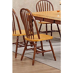 Sunset Trading Selections Windsor Arrowback Side Two Tone Nutmeg Brown Light Oak Solid Wood | Set of 2 Fully Assembled Sidechairs Dining Chair