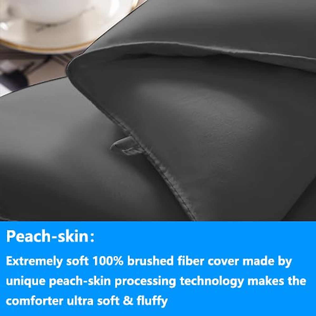 JOKOLO California King Comforter Set - 7 Pieces Reversible Bed Set,Cal Bed in A Bag with All Season Comforters,Sheets,Pillowcases,Shams,Flat Sheet,Fitted Sheet,Dark Grey