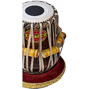 Mukta Das Tabla Set, Concert Quality, 3.5 Kilograms Chromed Copper Bayan, Sheesham Dayan with Padded Bag, Book, Hammer, Cushions, Cover, Kolkata Tabla Drums (PDI-AEB)