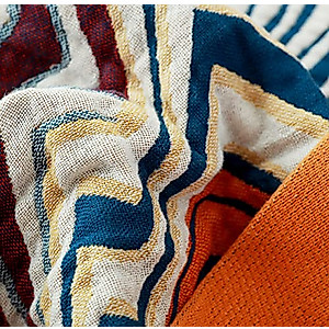 MEJU The Sun Round Bohemia Geometry Muslin All Season Blanket for Bed Sofa Couch, 100% Combed Cotton 4 Layer Soft Warm Quick Dry Throw Blanket Bed Coverlet Sheet (Round, Twin 59" X 78")