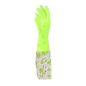 SKFVKAB Rubber Latex Water Proof Dishwashing Gloves Medium Long Cuff Flock Household Cleaning Gloves Barber Apron Jacket