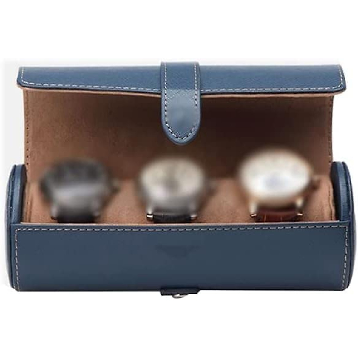 Watch Holder Watch Roll Travel Suitcase Retro Round Watch Organiser Box Leather 3 Slots Watch Box Display Storage Case Watch Organizer (Color : Red) (Blue)