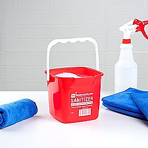 Restaurantware Clean 3 Quart Cleaning Bucket, 1 Detergent Square Bucket - With Measurements, Built-In Spout & Handle, Red Plastic Utility Bucket, For Home Or Commercial Use
