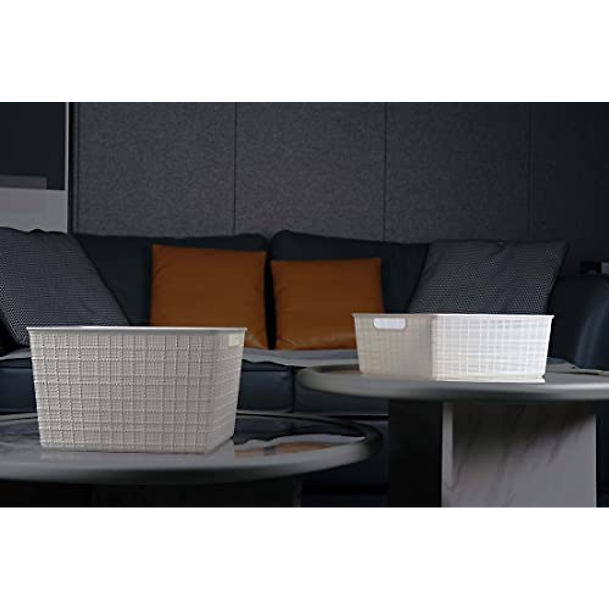 Storage Basket Organizer with Handle | Storage Bin, 17 Liter, Set of 4, Beige