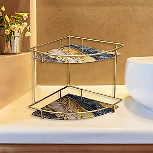 Gazechimp 2 Tier Makeup Storage Shelf Display Decoration Stand Corner Cosmetic Countertop Organizer for Bathroom, Kitchen, Office, Bedroom, Dresser, Style B