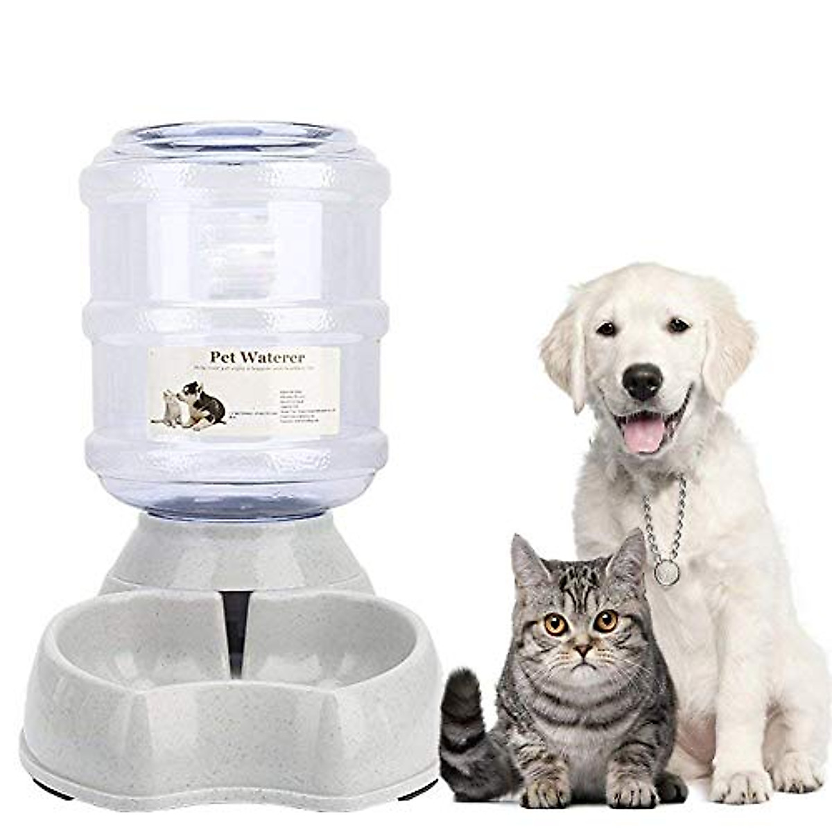 Automatic Pet Waterer,1 Gal(3.8L) Pet Water Dispenser,Replenish Pet Waterer,Dog Water Dispenser Station,Automatic Gravity Water Drinking Fountain Bottle Bowl Dish Stand by Meleg Otthon
