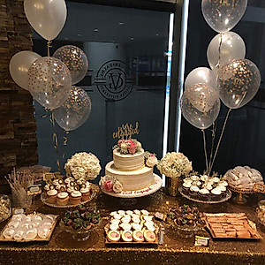 Kubert 9 Pack 18 inch Round White Gold Glitter Print Mr & Mrs LOVE Foil Balloons bride to be marriage Wedding Valentines Day Air Globos Supplies