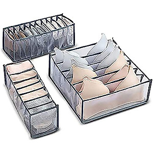 GUAGLL 3 Pack Foldable Underwear Drawer Organizer, Underwear Storage Divider Boxes For Bras, Socks, Underwear, Ties