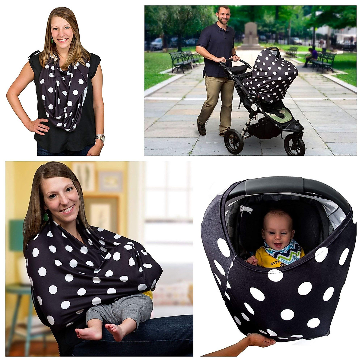 Sprout'n Smiles Nursing Breastfeeding Baby Carseat Cover - Shopping Cart and High Chair Cover, Scarf, Canopy by Sprout'n Smiles for Boys and Girls Baby Shower