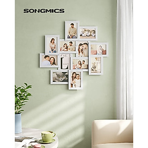 SONGMICS 4x6 Collage Picture Frames, 12-Pack Picture Frames Collage for Wall Decor, White Photo Collage Frame, Multi Picture Frame Set with Glass Front, Assembly Required