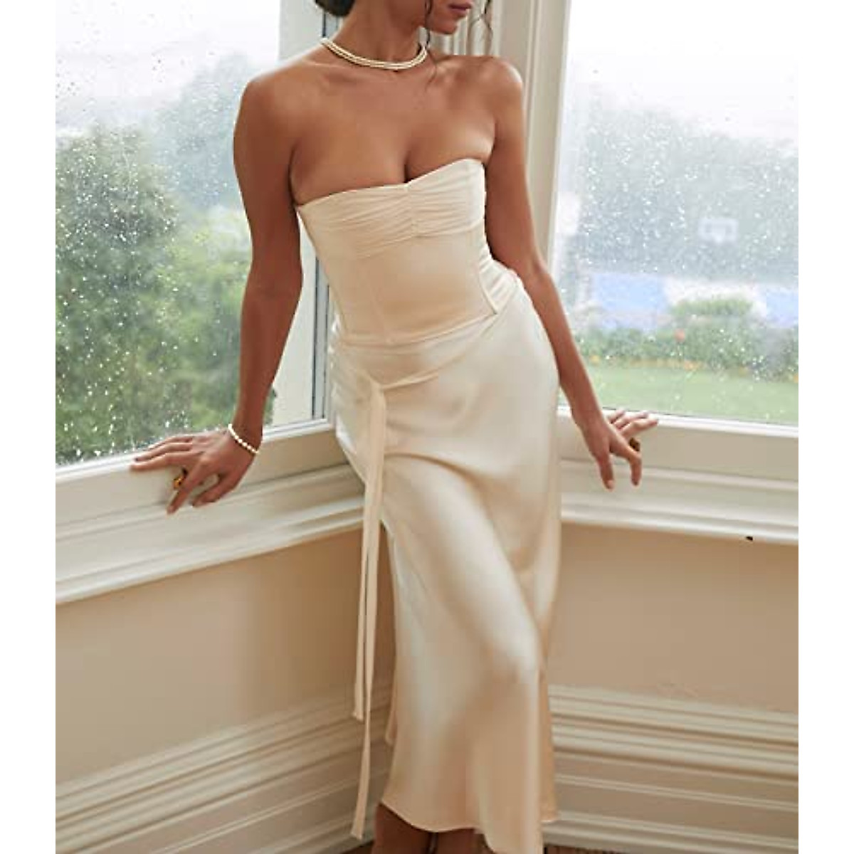 Leyajedol Women Y2k 2 Piece Skirt Set Low Cut Slim Fit Crop Top Low Waist Bodycon Maxi Skirt Outfit Summer Clubwear