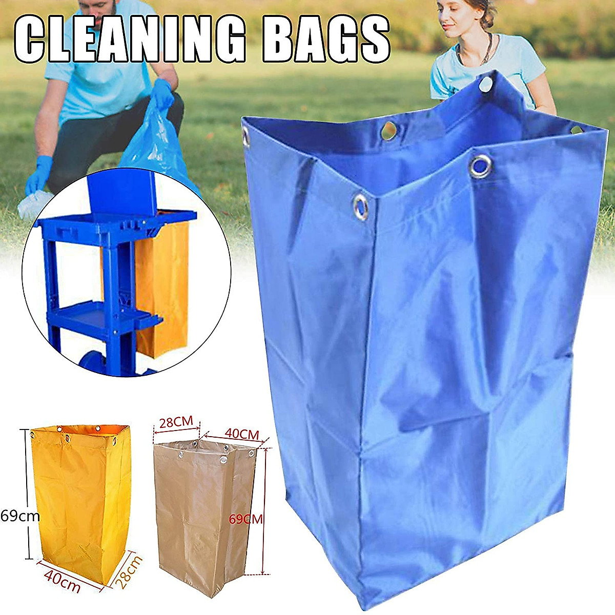 HYFT-HOME Replacement Janitorial Cart Bag,Waterproof High Capacity Thickened Housekeeping Commercial Janitorial Cleaning Cart Bag(16 x 11 x 27inches) (Black), One Size