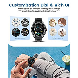 LIGE Smart Watches for Android iOS, Bluetooth Calls/Text Remind/Voice Speaker, Fitness Tracker with Heart Rate Sleep Monitor, 1.32'' HD Full Touch Screen, IP67 Waterproof Black Smartwatch for Men