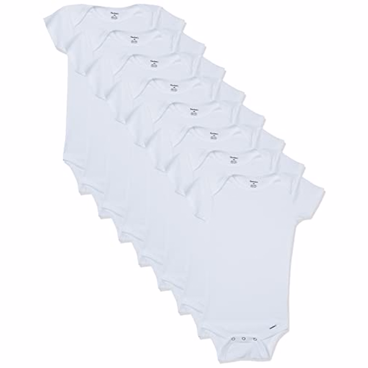 Gerber Baby 8-Pack Short Sleeve Onesies Bodysuits, Solid White, 24 Months