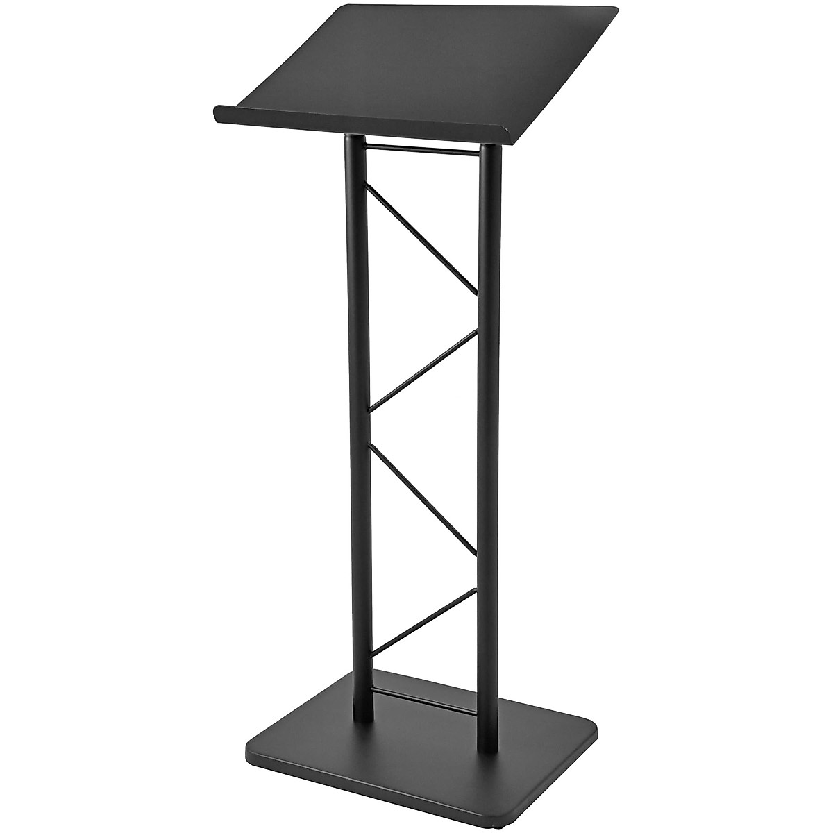Kingdom KML7B Large Portable Lectern, Stand Up Church Pulpit, Slanted Lectern, Conference Podium for Speakers, Speeches and Other Occasions- Truss Lectern, Black Powder Coat Finish, Metal