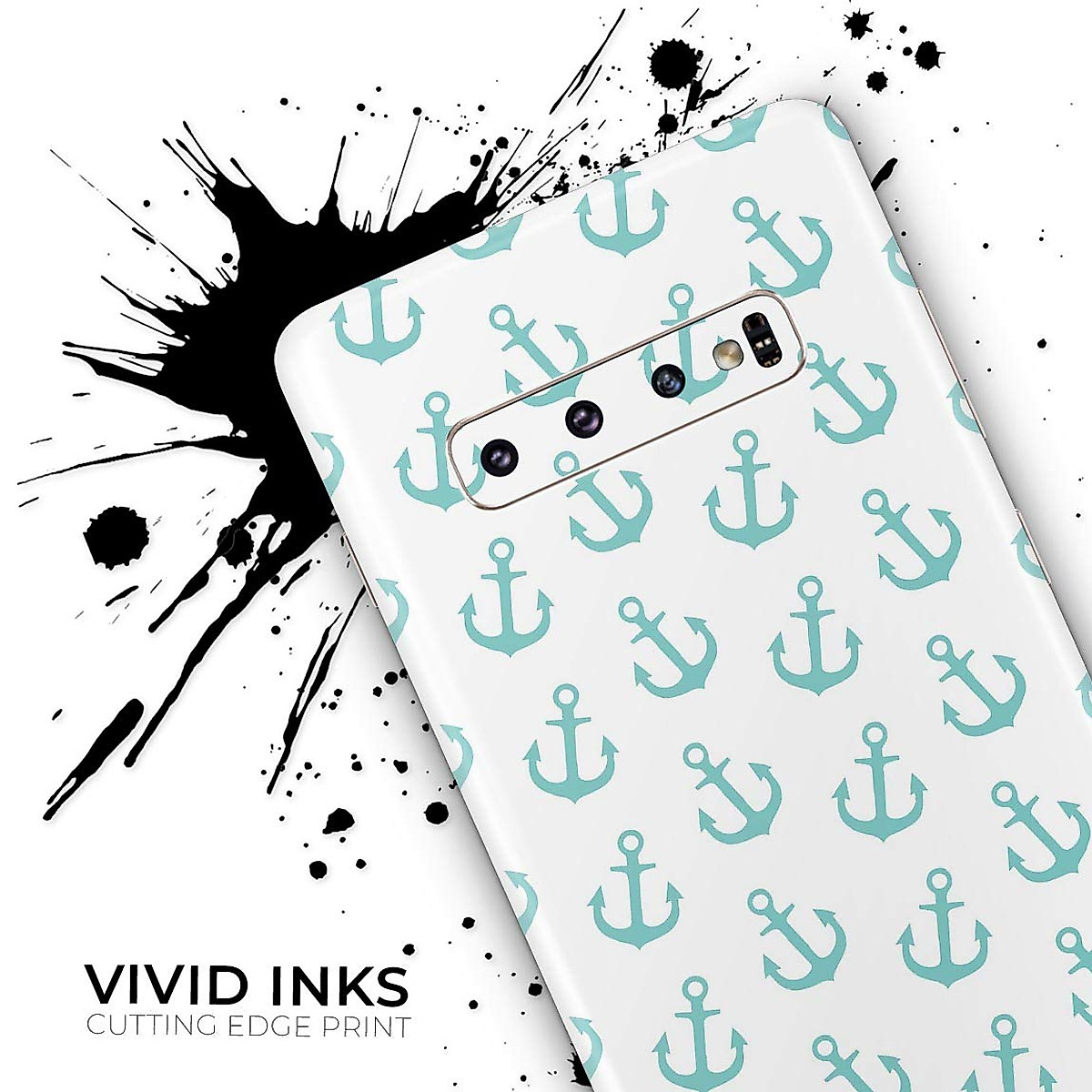 DesignSkinz Teal Micro Anchors Protective Vinyl Decal Wrap Skin Cover Compatible with The Samsung Galaxy S20 (Screen Trim & Back Glass Skin)