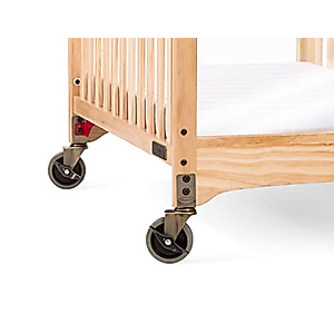 Child Craft Safe Haven Daycare Evacuation Compact Crib with Casters, Natural