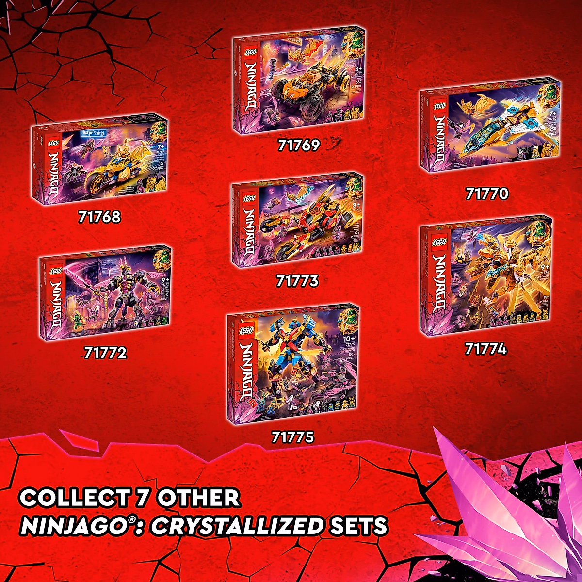 LEGO NINJAGO The Crystal King Temple Action Playset, 71771 Buildable Ninja Toy for Kids 8 Plus Years Old with Cole, Zane, Kai and Jay Minifigures