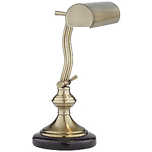 Regency Hill Traditional Piano Banker Desk Lamp 12" High Antique Brass Gold Metal Shade Adjustable Arm Decor for Living Room Bedroom House Bedside Nightstand Home Office Reading Family