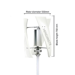 HENGJINGTR 400W Wind Turbine Generator,12V/ 24V/48V DC Vertical Wind Power Turbine Generator with Controller Kit 3 Blades for Hybrid Wind Solar System,48v