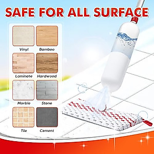 Spray Mop for Floor Cleaning, Dust Wet Mops for Floor Cleaning with 2 Washable Double-Sided Microfiber Pads, 650ML Refillable Bottle, Dry Wet Floor Mop for Hardwood Laminate and More Floors