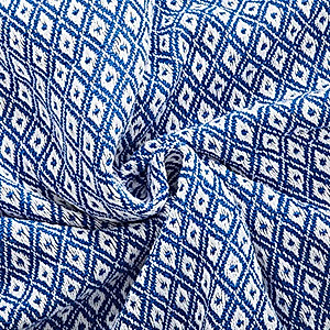 Americanflat 100% Cotton Throw Blanket for Couch - 50x60 Blue and White Throw Blanket for Bed, Sofa, or Chair - Machine Washable, All Seasons Neutral Lightweight Blanket Indoor or Outdoor Use