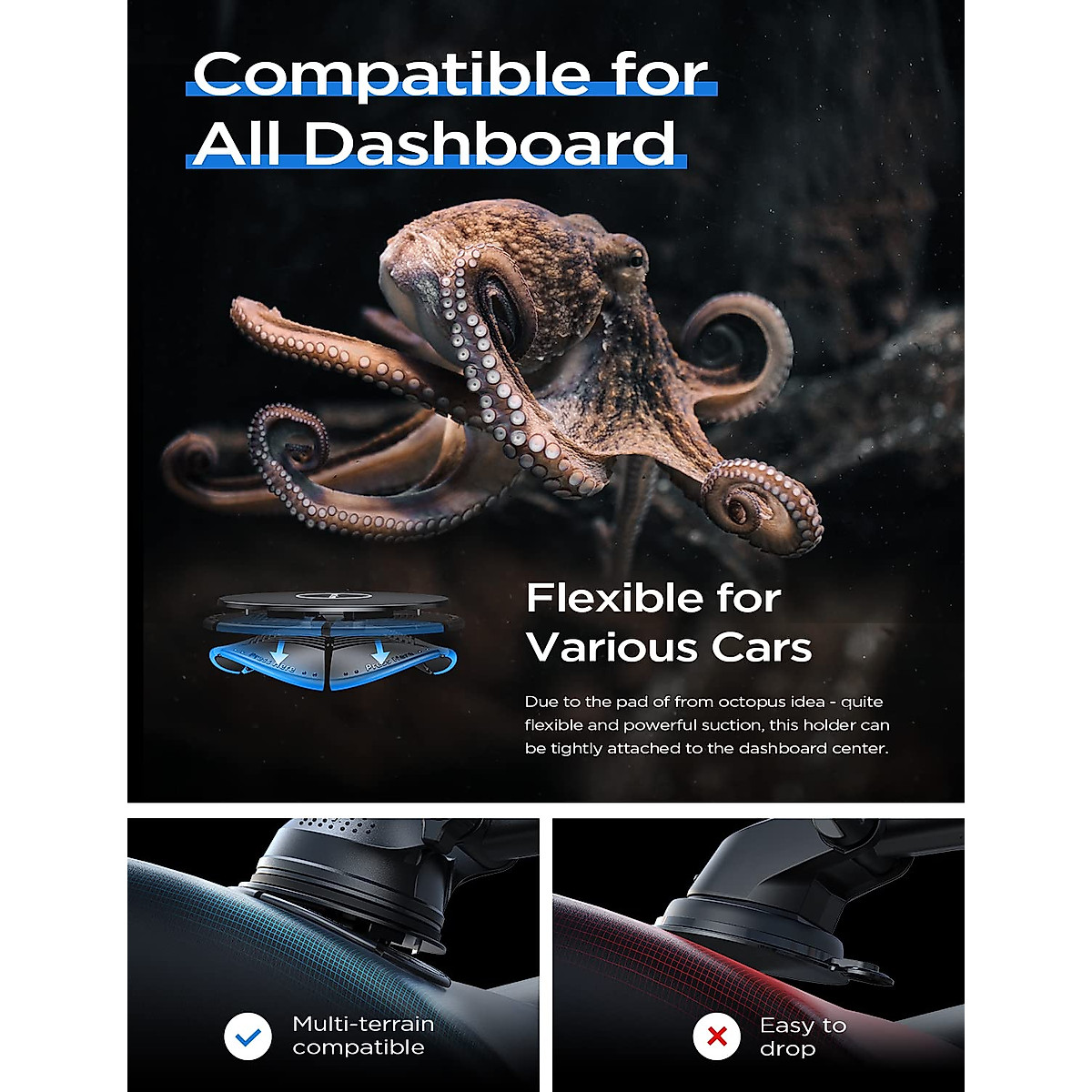 LISEN Car Phone Holder Mount, Dashboard Phone Holder for Car, [Upgrade Super Stickiness & Firmly Grip] Phone Mount for Car Universal Car Phone Holder Compatible for iPhone 14 13 Pro Max Mini Samsung