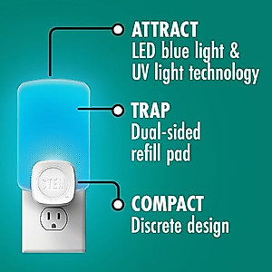 STEM Light Trap: Indoor Fruit Fly Trap, Effective Insect Control for Home, Attracts and Traps Flying Insects, Emits Soft Blue Light, Starter Kit with 1 Plug-In Device and 1 Cartridge