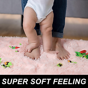 PAGISOFE Pink Rugs for Girls Bedroom 4x6 Ft Fluffy Cute Girls Room Decor Aesthetic Thick Fur Dorm Rug Living Room Carpet Area Rug Kawaii Baby Nursery Rug Plush Playroom Rug Shag Teen Girls Rug