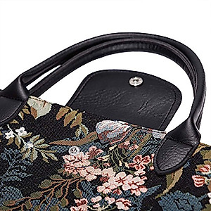 Signare Tapestry Foldable Tote Bag Reusable Shopping Bag Grocery Bag with Floral Peony Design (FDAW-PEO)