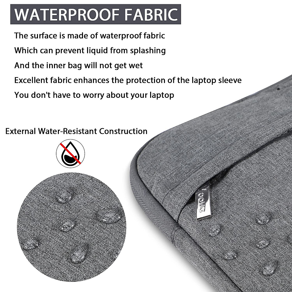 V Voova Laptop Bag 13-14 inch with Shoulder Strap & Handle, Waterproof Laptop Case Sleeve Compatible with 13-14” MacBook Air/MacBook Pro, Slim Briefcase Computer Cover for Men Women, Grey