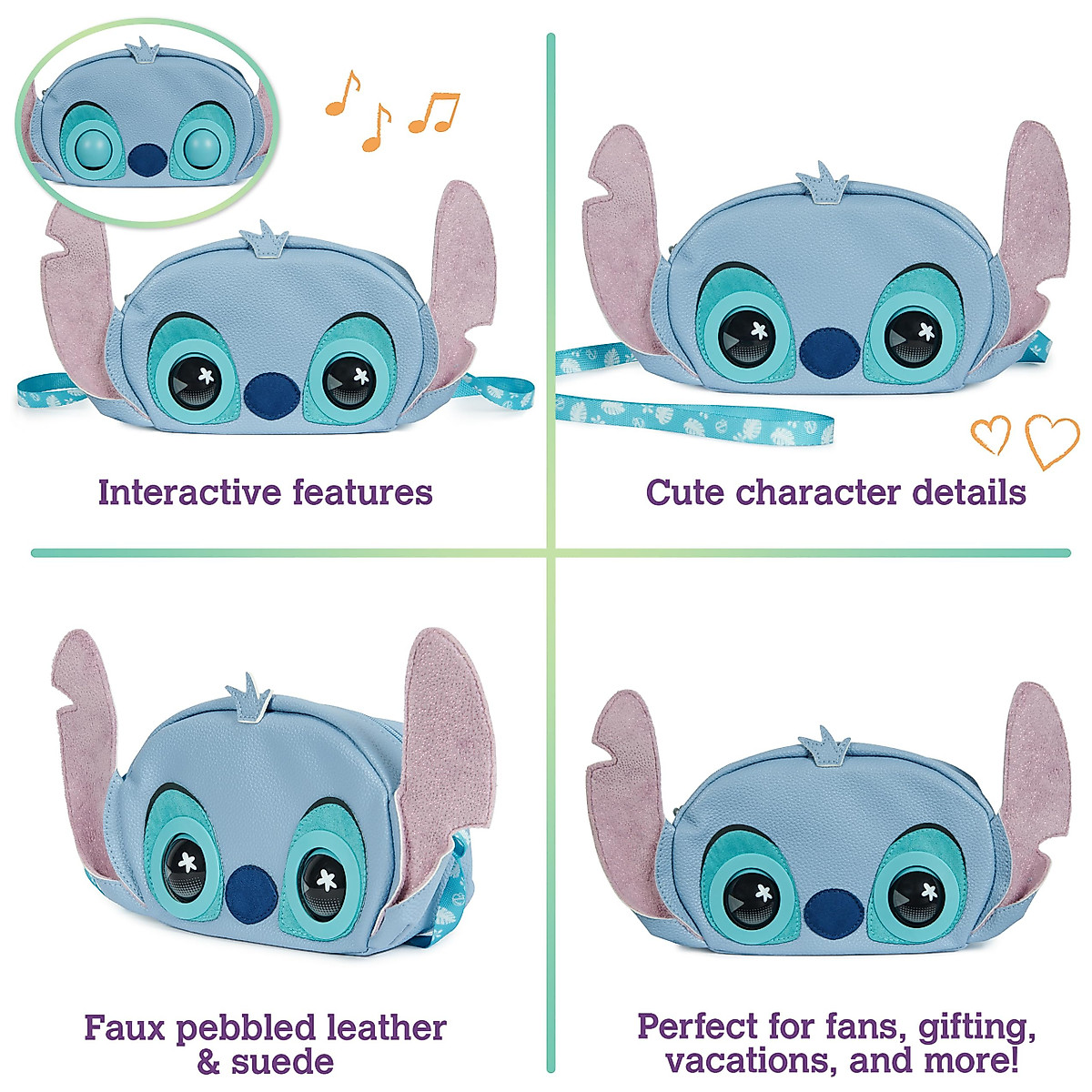 Purse Pets, Disney Stitch Officially Licensed Interactive Pet Toy & Kids Purse, 30+ Sounds & Reactions, Girls Crossbody Bag, Trendy Tween Gifts