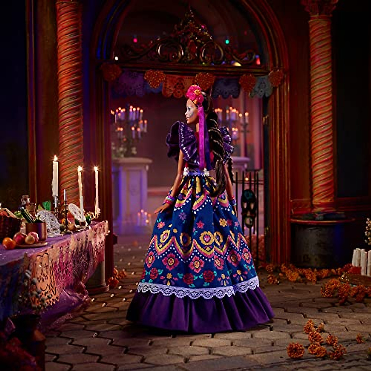 Barbie Signature Doll, 2022 Dia De Muertos Collectible, Traditional Ruffled Dress with Flower Crown & Calavera Face Paint