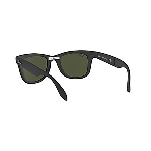Ray-Ban RB4105 Folding Wayfarer Square Sunglasses, Matte Black/G-15 Green, 54 mm