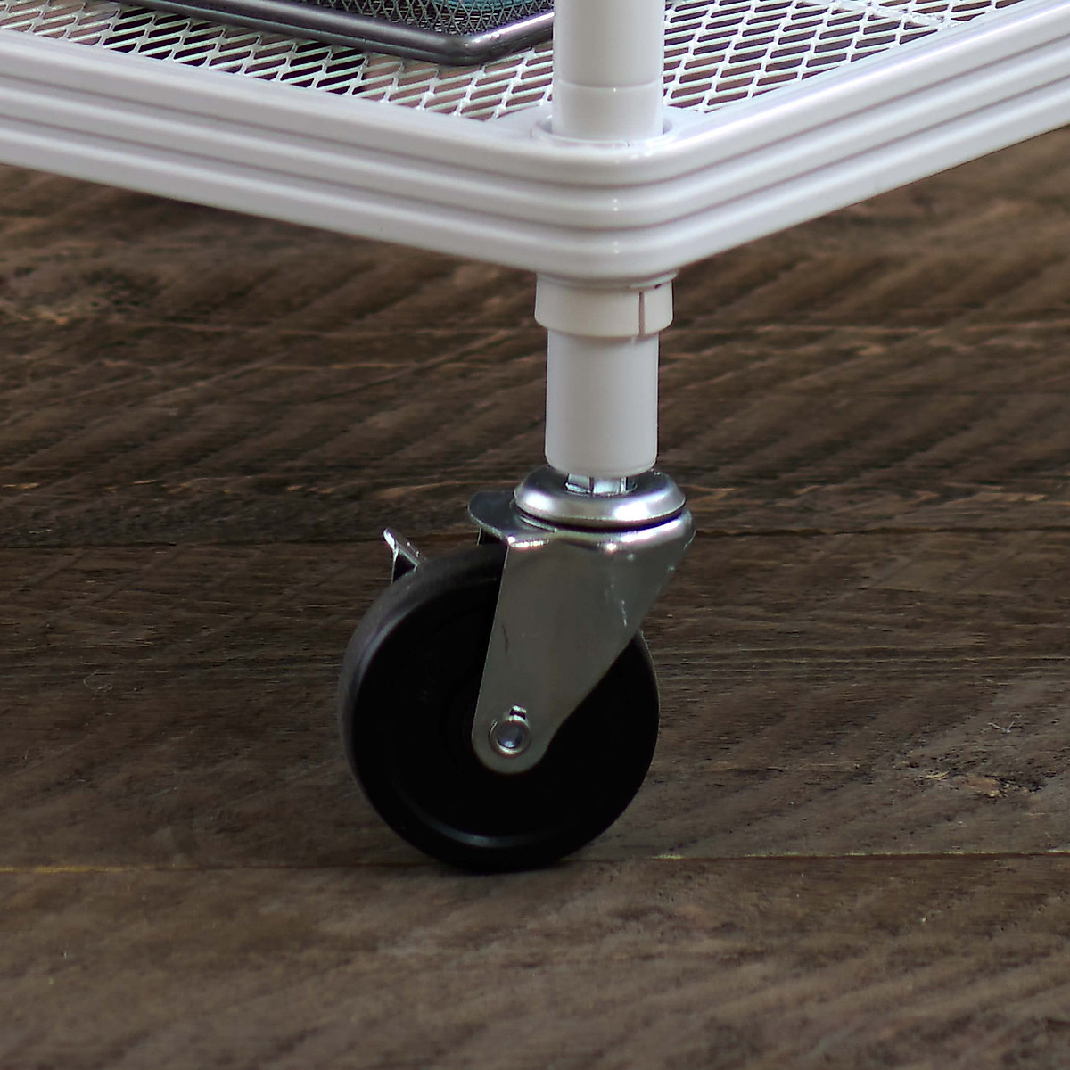 Design Ideas MeshWorks Locking Caster Wheels - Set of 4 Industrial Strength Wheels for Metal Shelving Units, Compatible with The MeshWorks 5-Tier Unit, Narrow Unit, Entryway Bench, and Utility Unit.