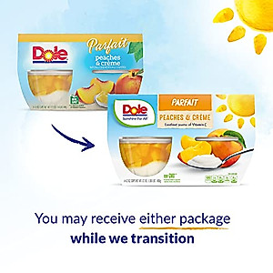 Dole Fruit Bowls Peaches & Creme Parfait, Gluten Free Healthy Snack, 4.3 Ounce 4 Count (Pack of 6)