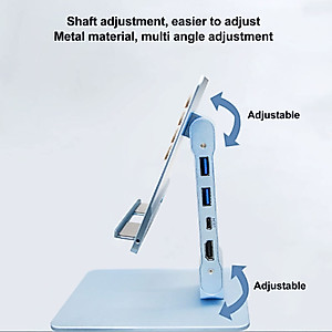 Acogedor 8 in 1 USB C Hub Stand Holder, with Foldable Tablet Stand, 1 4K 30Hz HD Multimedia Interface, 2 USB A, 1 USB C, 1 Storage/Memory Card Slot, 1 3.5mm Audio, 1 PD, 1 Host